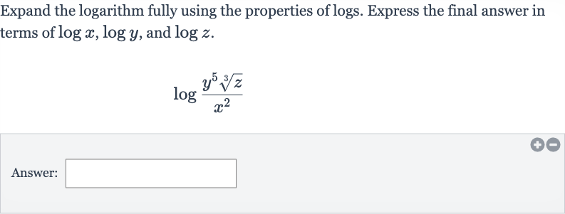 (Solved)-Expand the logarithm fully using the properties of logs. Exp
