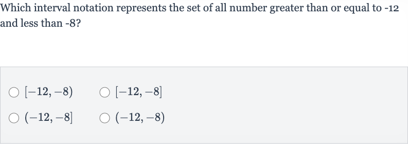 (Solved)-Which interval notation represents the set of all number gre