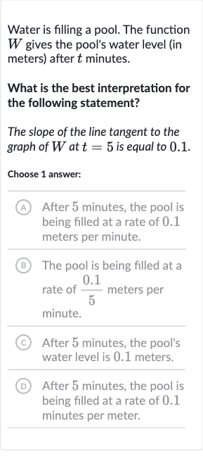 (Solved)-Water is filling a pool. The function W gives the pool's wa
