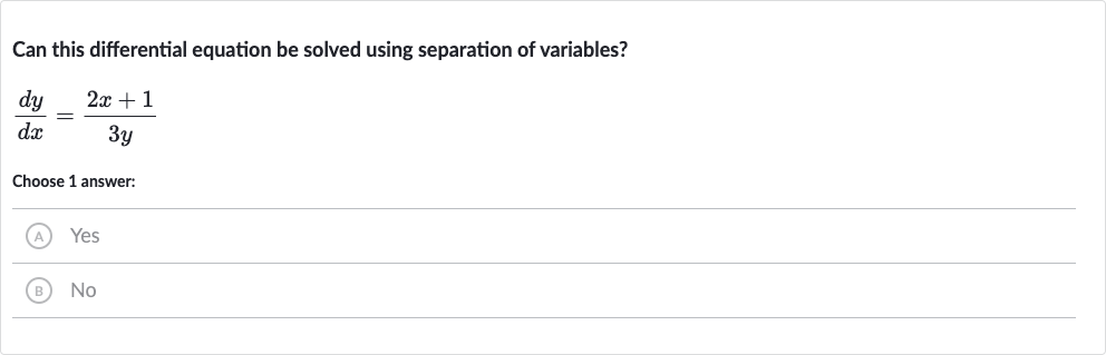 (Solved)-Can this differential equation be solved using separation of