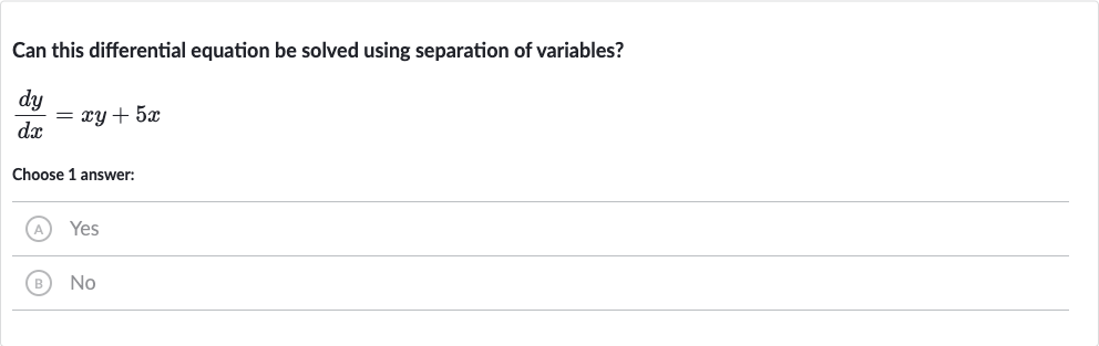 (Solved)-Can this differential equation be solved using separation of