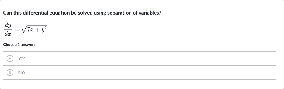 (Solved)-Can this differential equation be solved using separation of