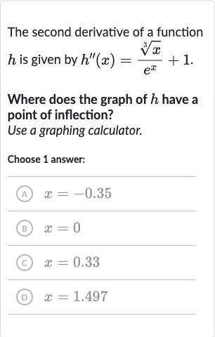 (Solved)-The second derivative of a function h is given by h^('')(x