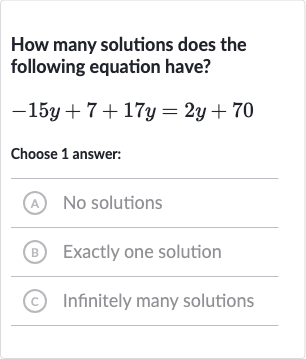 (Solved)-How many solutions does the following equation have? -15 y+