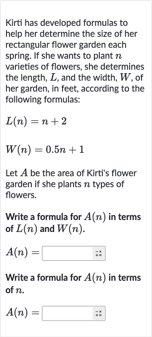 (Solved)-Kirti has developed formulas to help her determine the size
