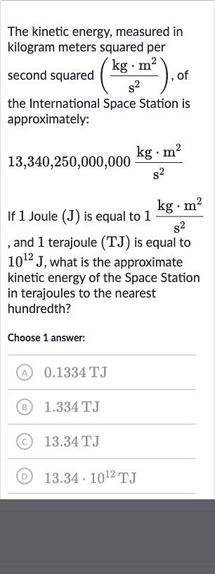 (Solved)-The kinetic energy, measured in kilogram meters squared per