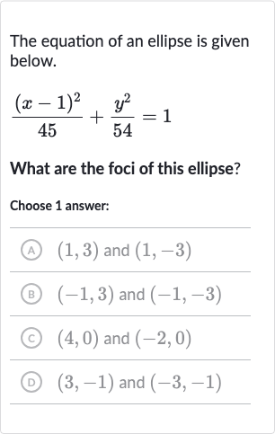 (Solved)-The equation of an ellipse is given below. ((x-1)^(2))/(45)
