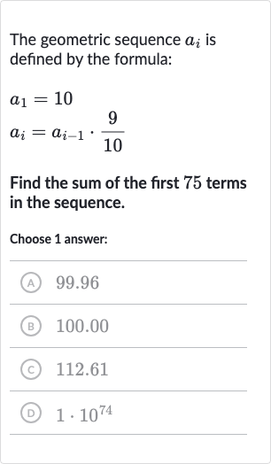 (Solved)-The geometric sequence a_(i) is defined by the formula: